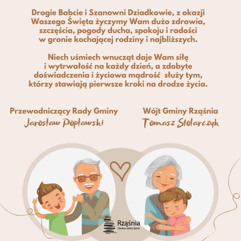 Życzenia z okazji Dnia Babci i Dziadka - Gmina Rząśnia